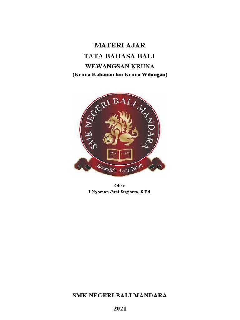 Bahan Ajar Tata Basa Bali X | PDF