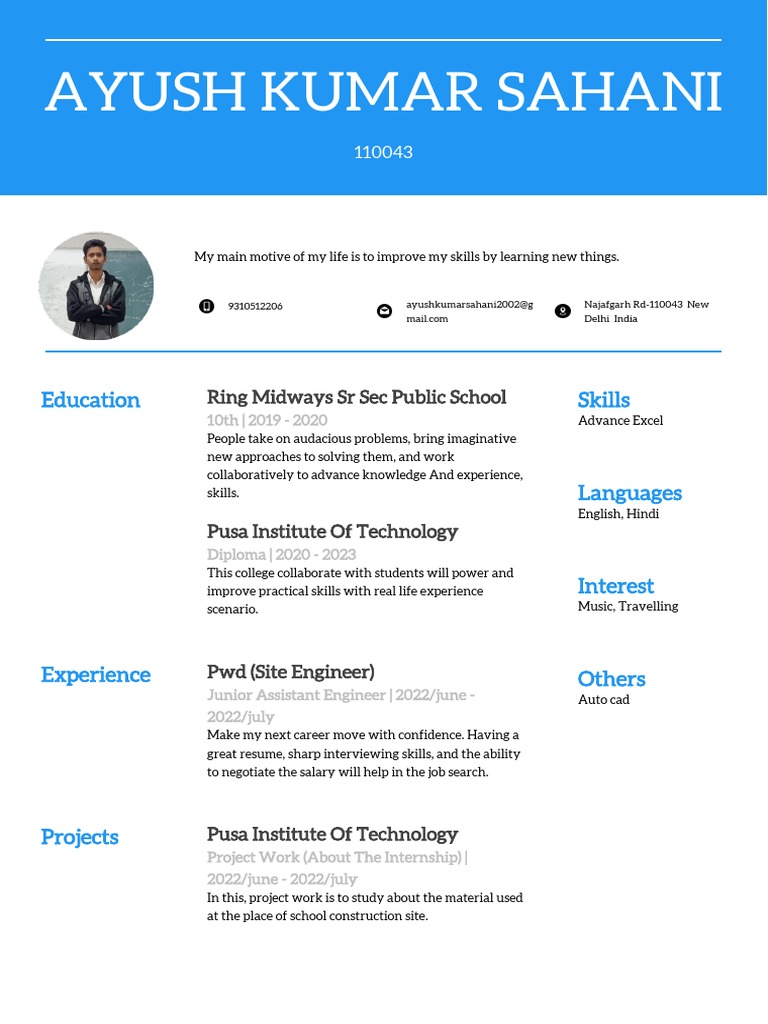 Resume AYUSH KUMAR SAHANI | PDF