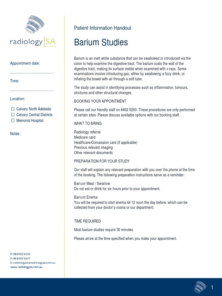 Barium Studies Patient Guide | PDF