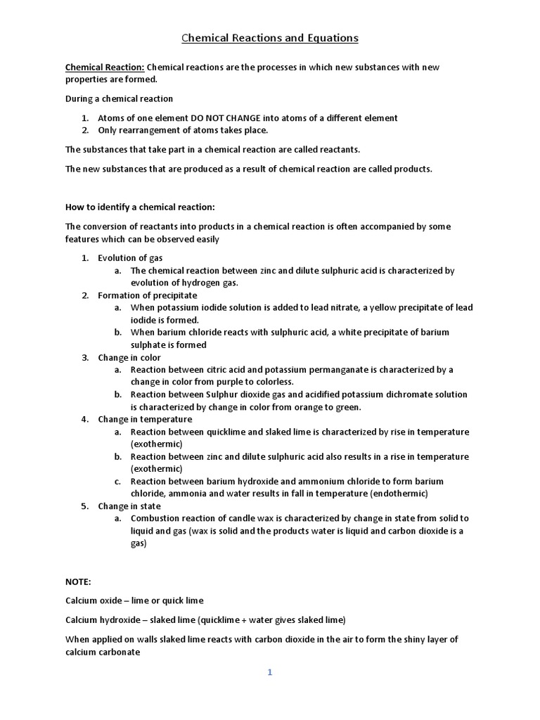Grade 10 Chemical Reactions Overview | PDF | Chemical Reactions | Redox