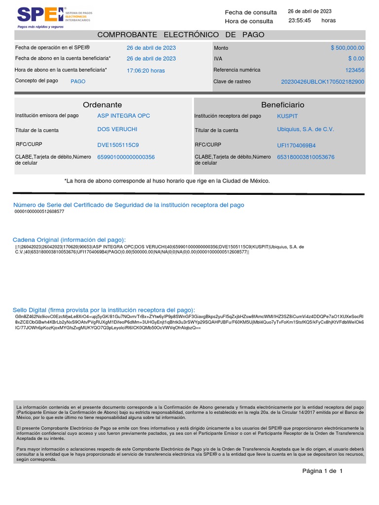 Ordenante Beneficiario: Comprobante Electrónico de Pago | PDF | Tarjeta ...