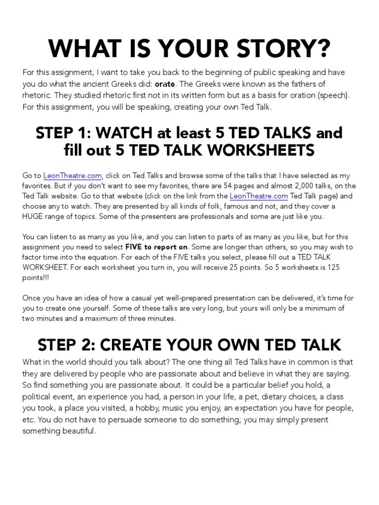 Create Your Own TED Talk Assignment | PDF | Logos | Credibility