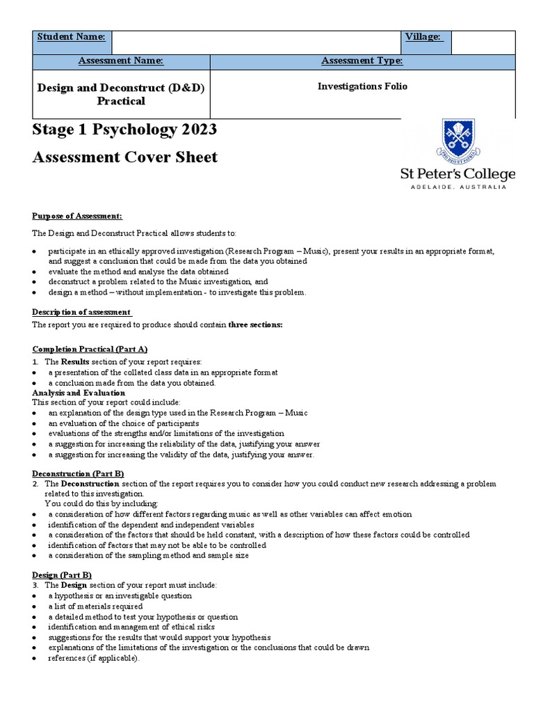 Updated 2023 Design and Deconstruct Psych | PDF