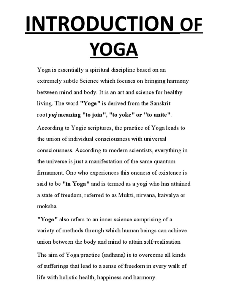 Introduction of Yoga | PDF | Yoga | Asana