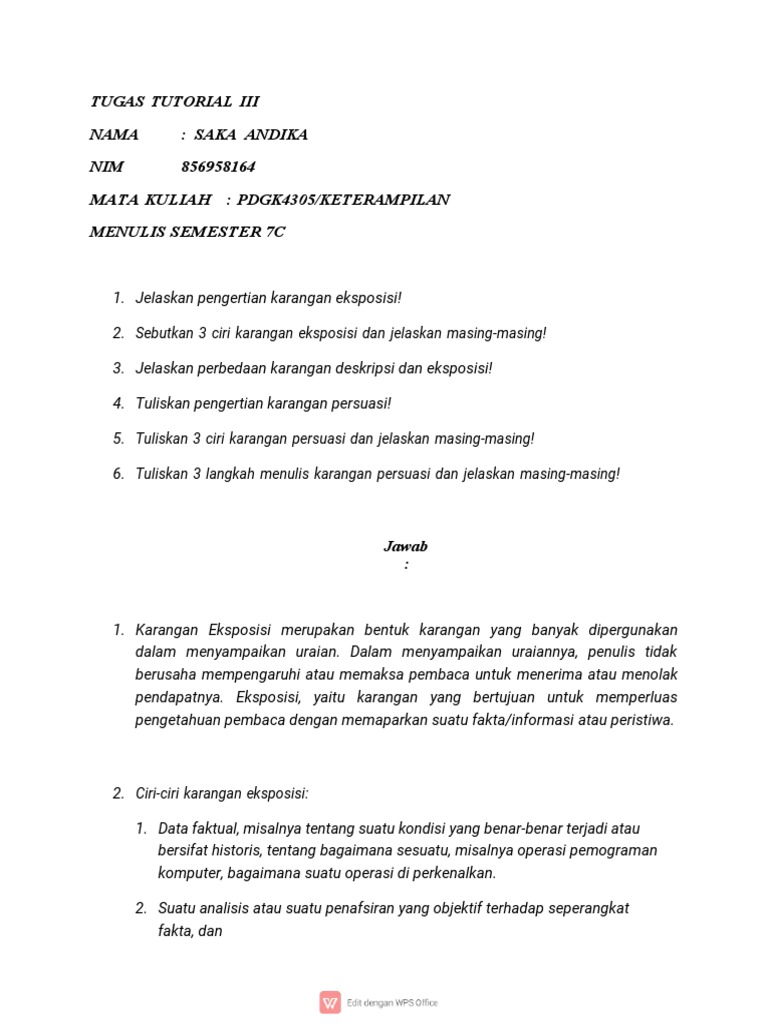 TUGAS III Ketrampilan Menulis 856958164 | PDF