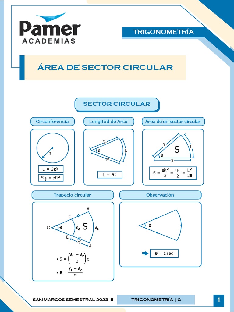 C - SMS - C - Trigo - Área de Sector Circular | PDF | Trigonometría | Geometría del plano euclidiano