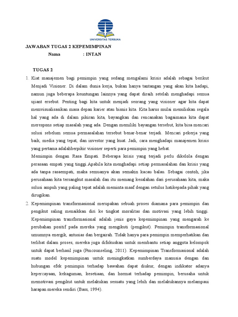 Tugas Kepemimpinan | PDF