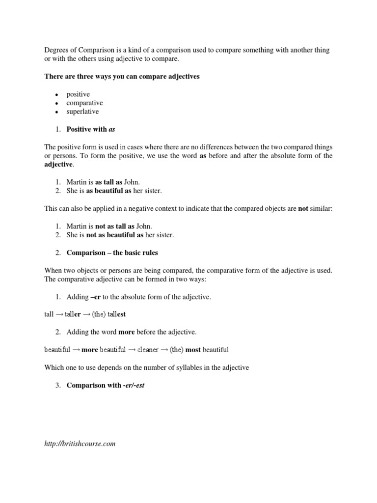 There Are Three Ways You Can Compare Adjectives PDF Languages