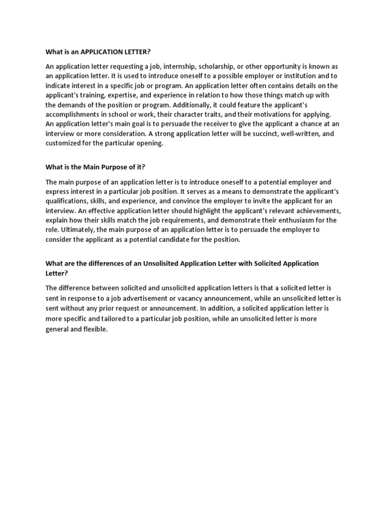 Understanding Solicited Application Letters | PDF