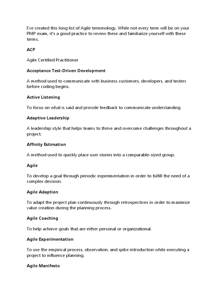 Agile Terms | PDF | Agile Software Development | Scrum (Software Development)