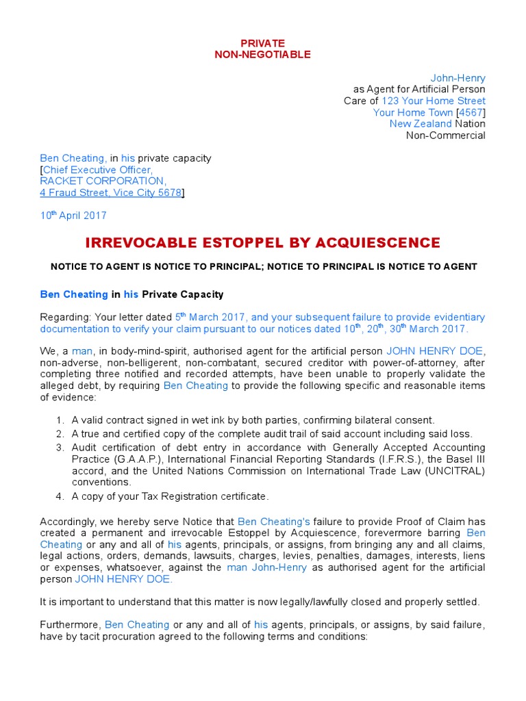 Irrevocable Estoppel by Acquiescence: John-Henry | PDF