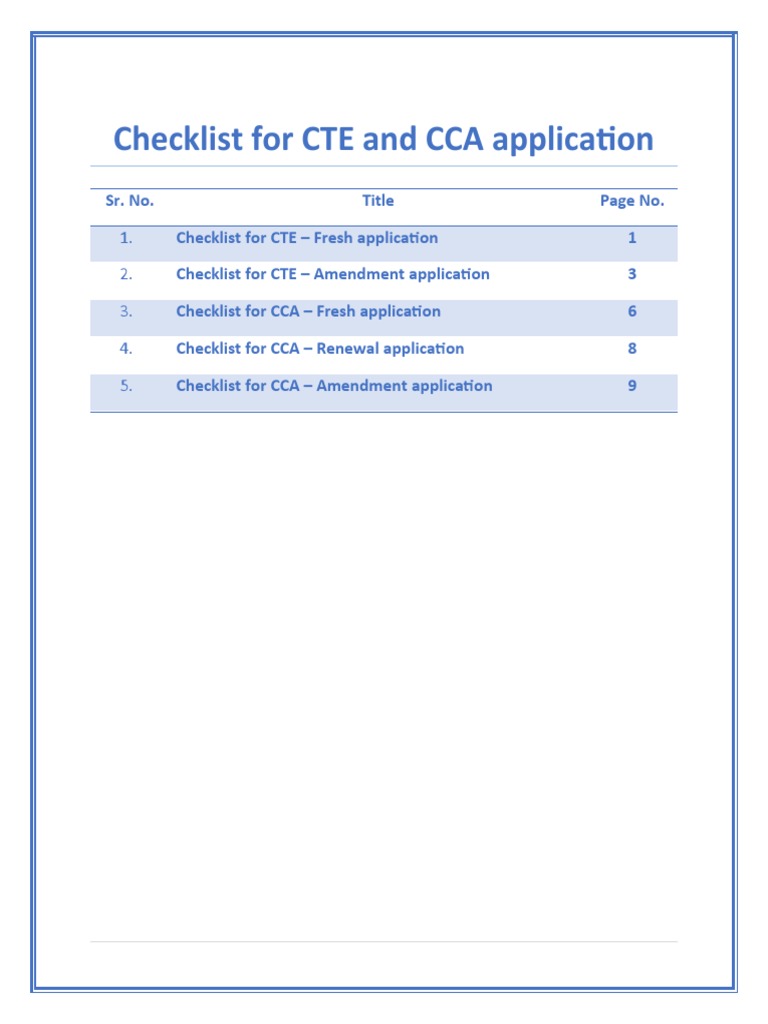 Checklists For CTE and CCA Application | PDF | Waste Management | Waste