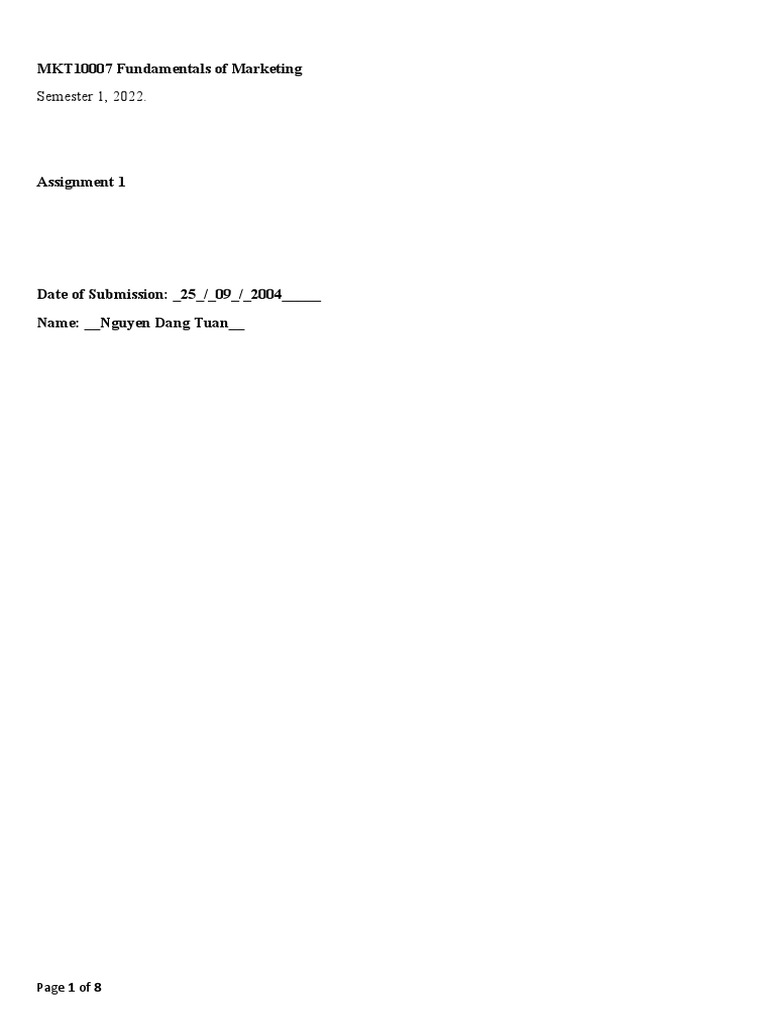 Mkt10007 Fundamentals Of Marketing Pdf