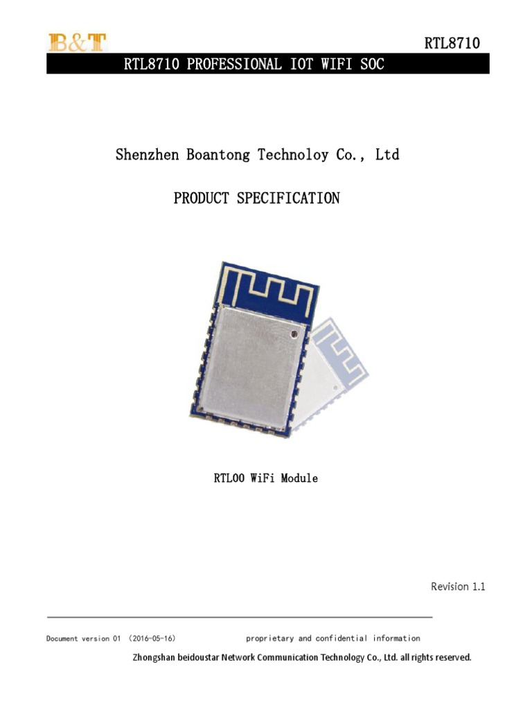 RTL8710 Wifi Module Specification | PDF | Wi Fi | Microcontroller
