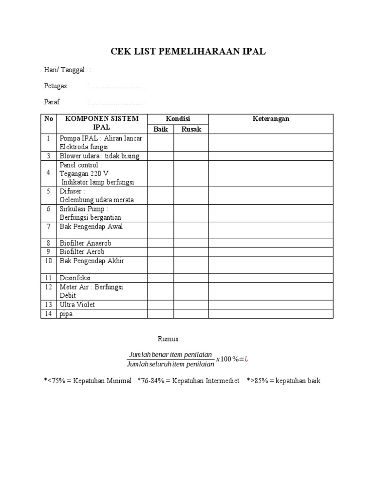 Form Monitoring Ipal | PDF