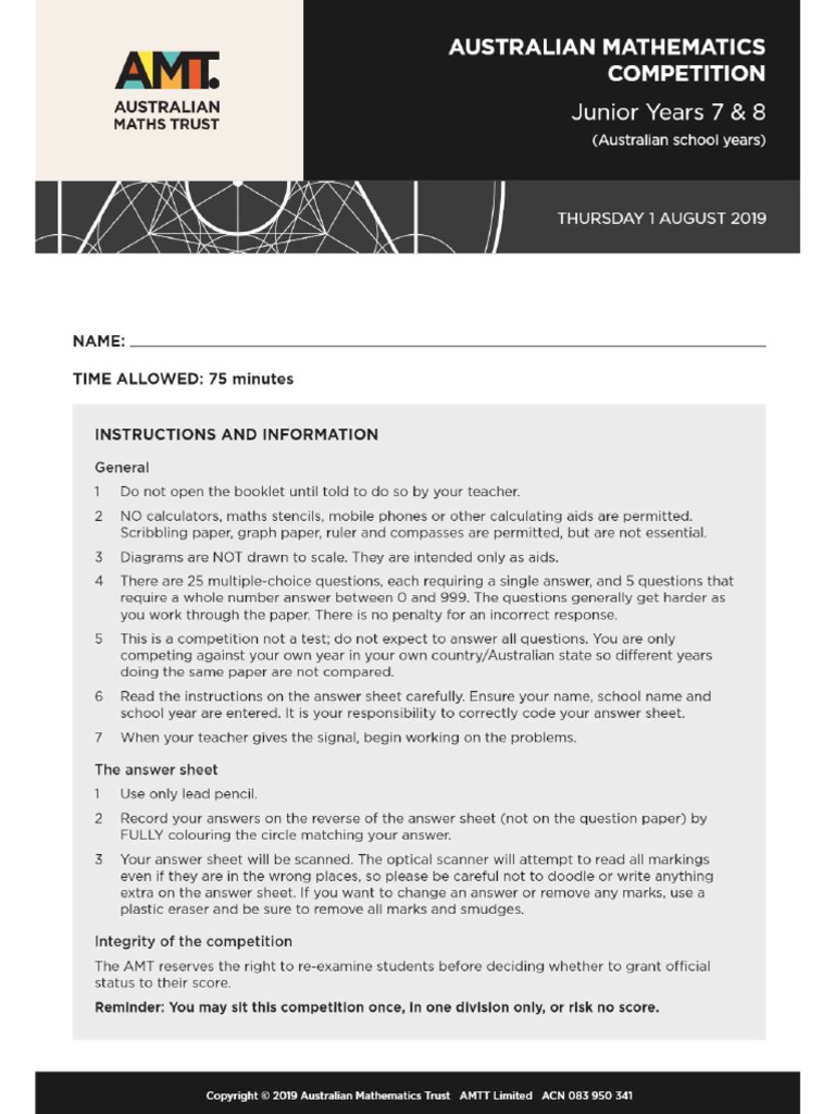 2019 Amc Junior Online | PDF