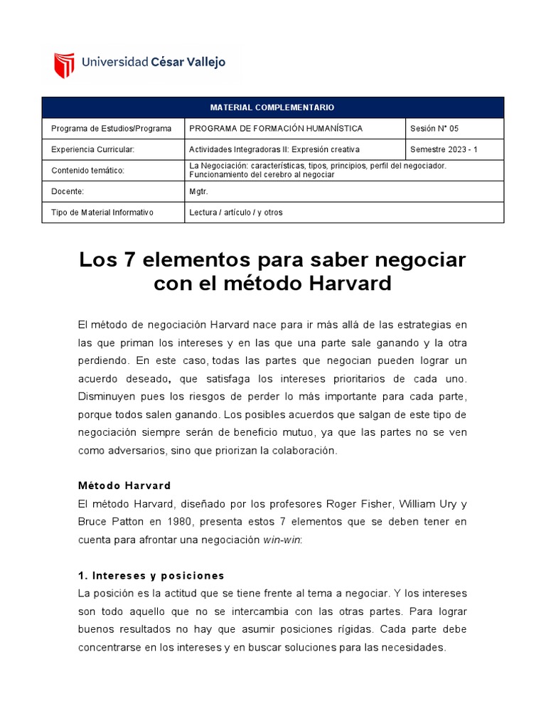 Material Complementario | PDF | Negociación | Cognición