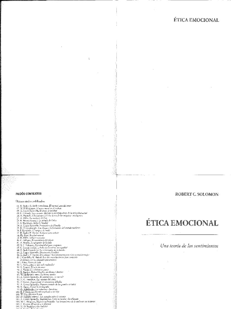 ETICA EMOCIONAL - Robert C. Solomon | PDF