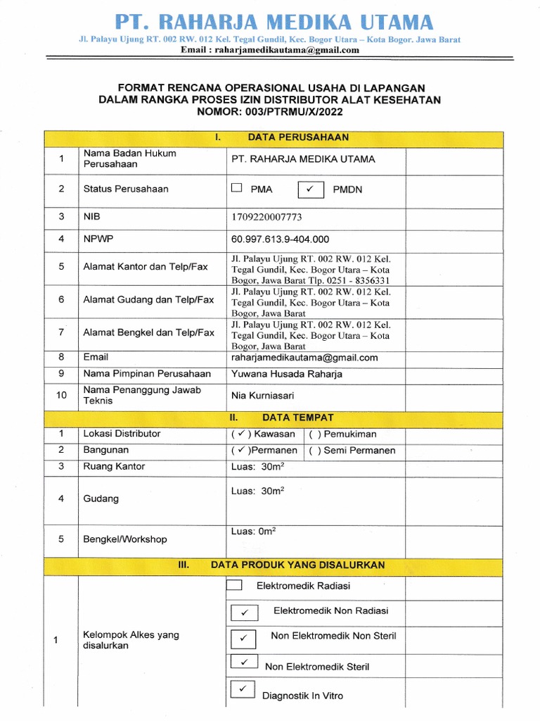 Rencana Operasional PT Rmu | PDF