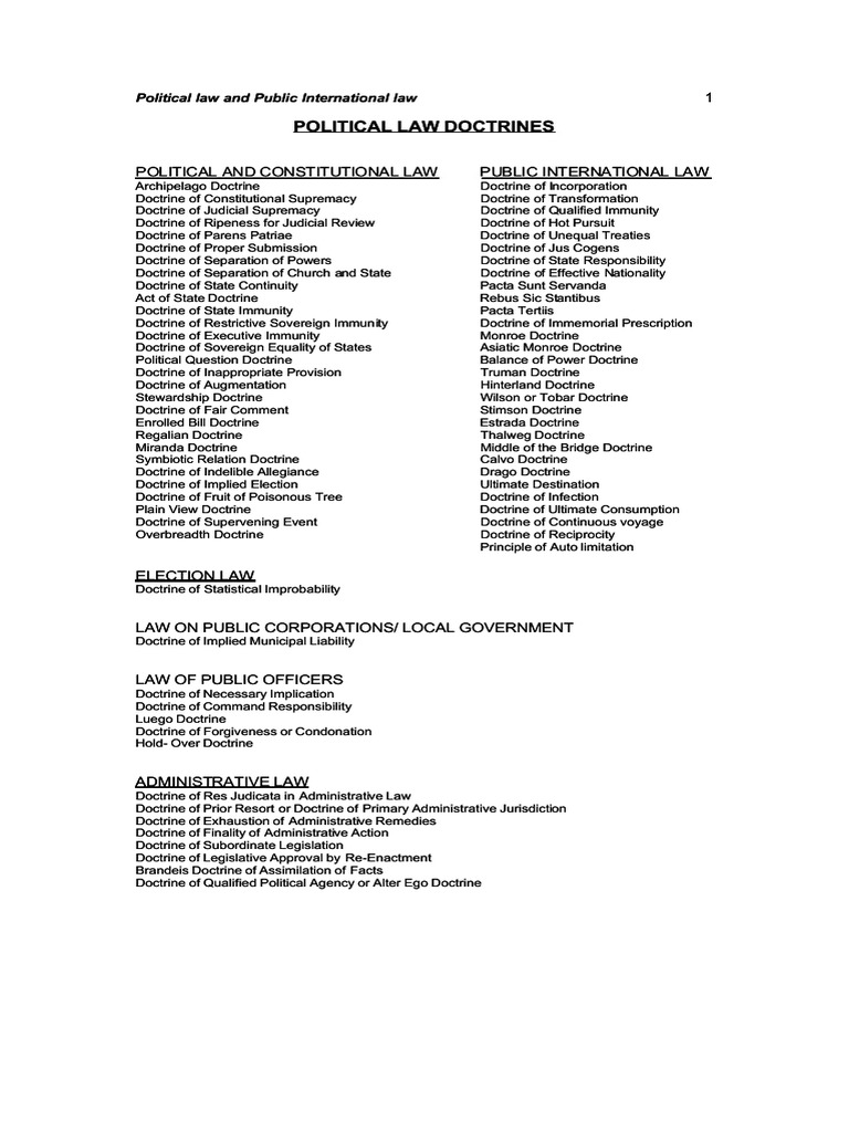 Political Law Doctrines | PDF | Justice | Crime & Violence