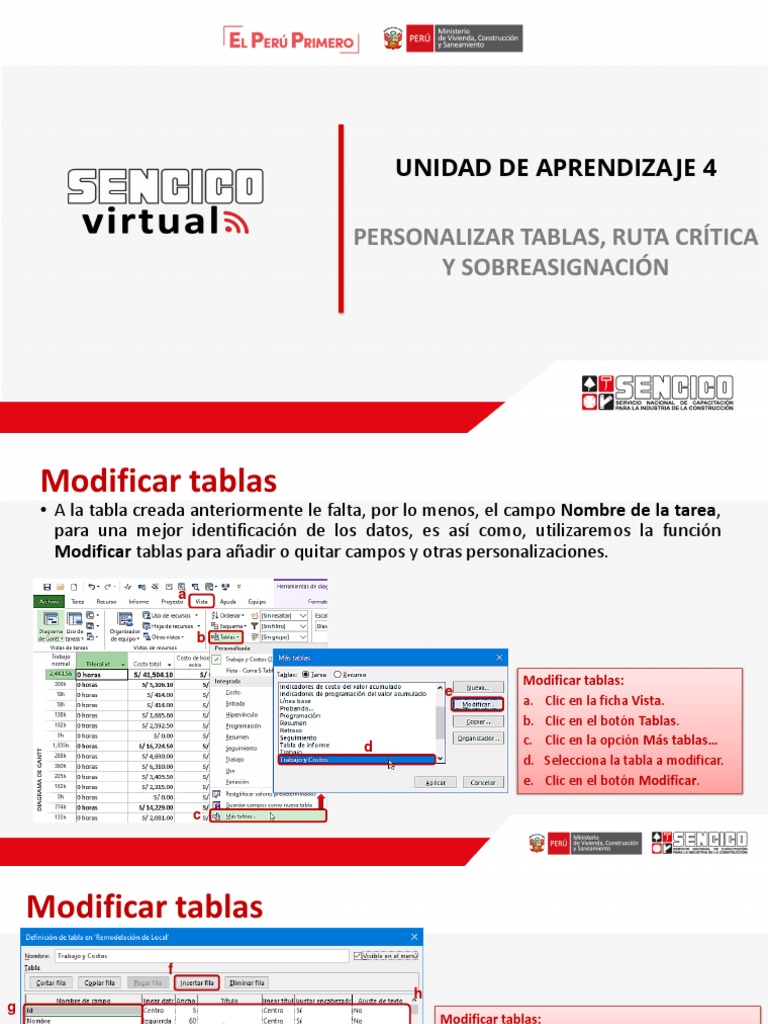 Personalizar Tablas, Ruta Crítica Y Sobreasignación: Unidad de Aprendizaje 4 | PDF | Informática ...