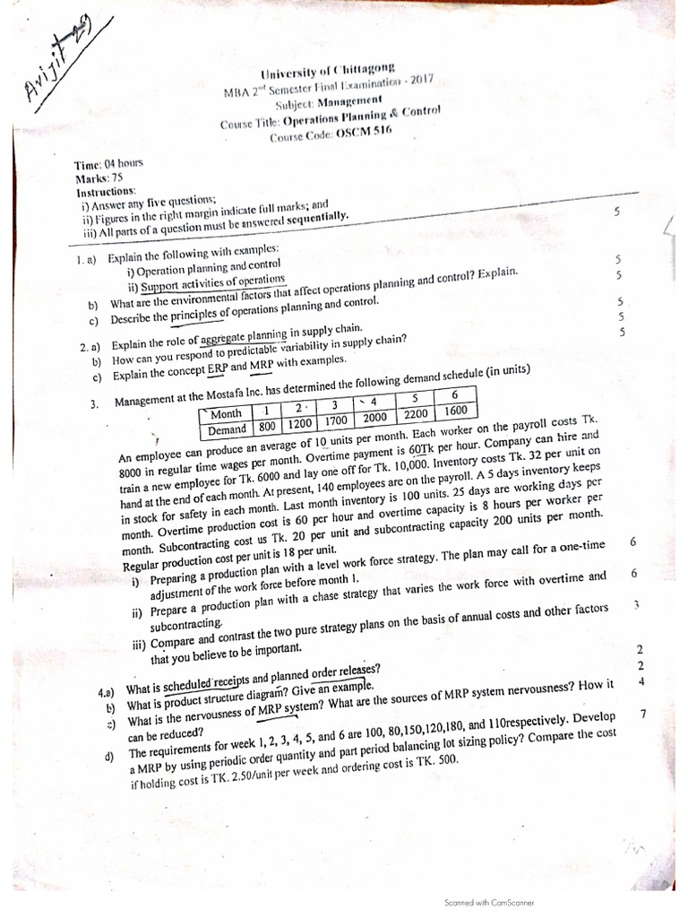 MBA 2nd Year Question | PDF