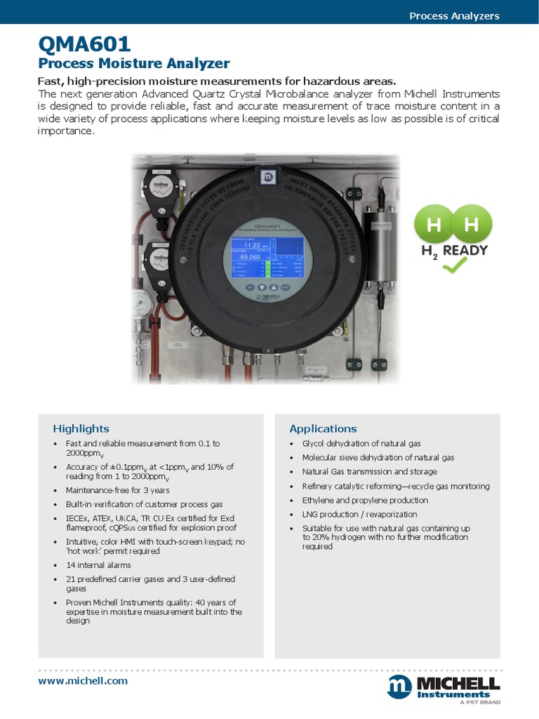 Michell Instruments QMA601 US Datasheet V5-1.cleaned | PDF | Technology ...