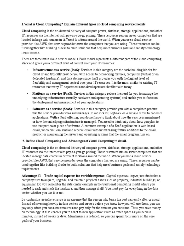 AWS Module1 Notes | PDF | Cloud Computing | Software As A Service