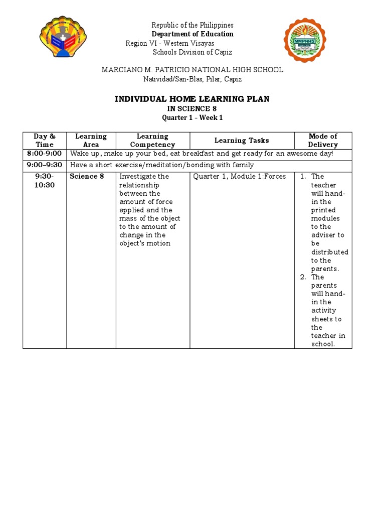 Individual Monitoring Plan Delfin, Maejonalyn Science 8. | PDF | Earthquakes | Learning