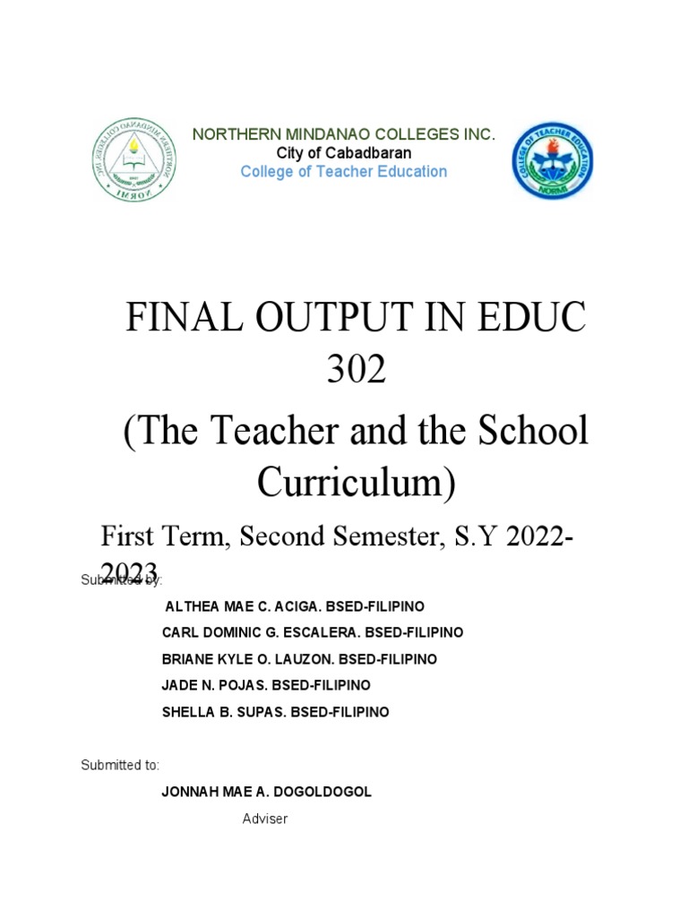 Final Output in Educ 302 (The Teacher and The School Curriculum) | PDF