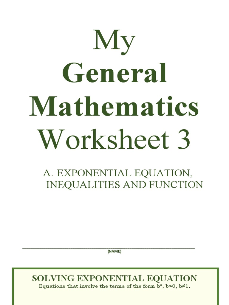 Worksheet 3 | PDF | Inequality (Mathematics) | Equations