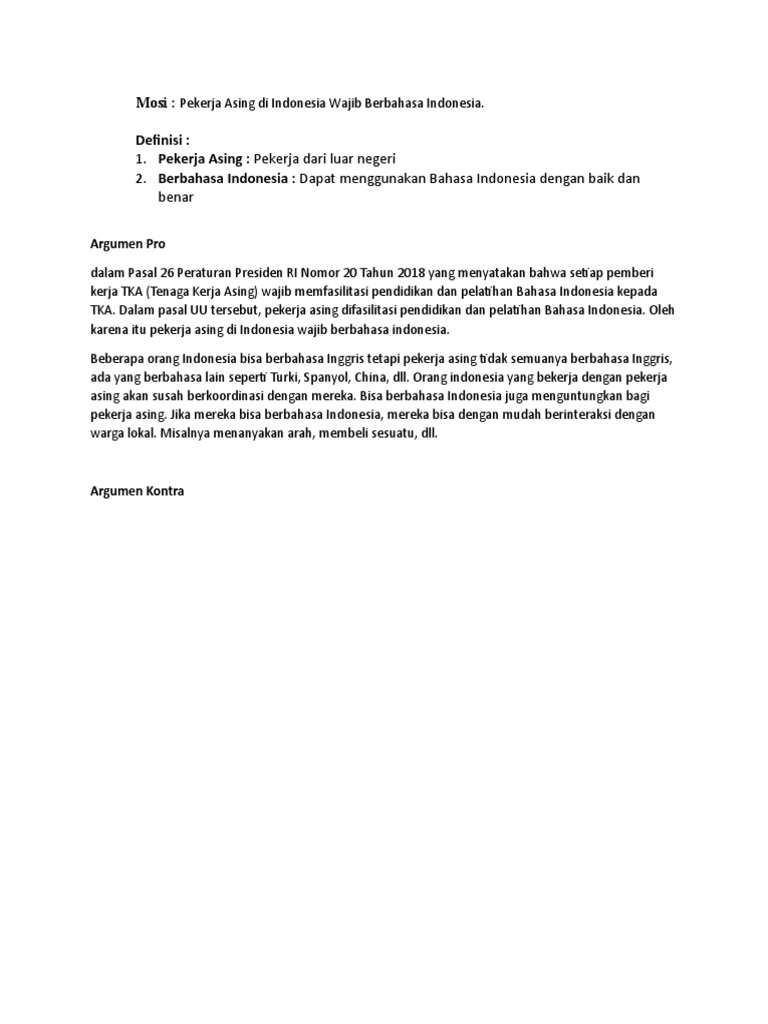 Tugas Debat Mosi 2 | PDF