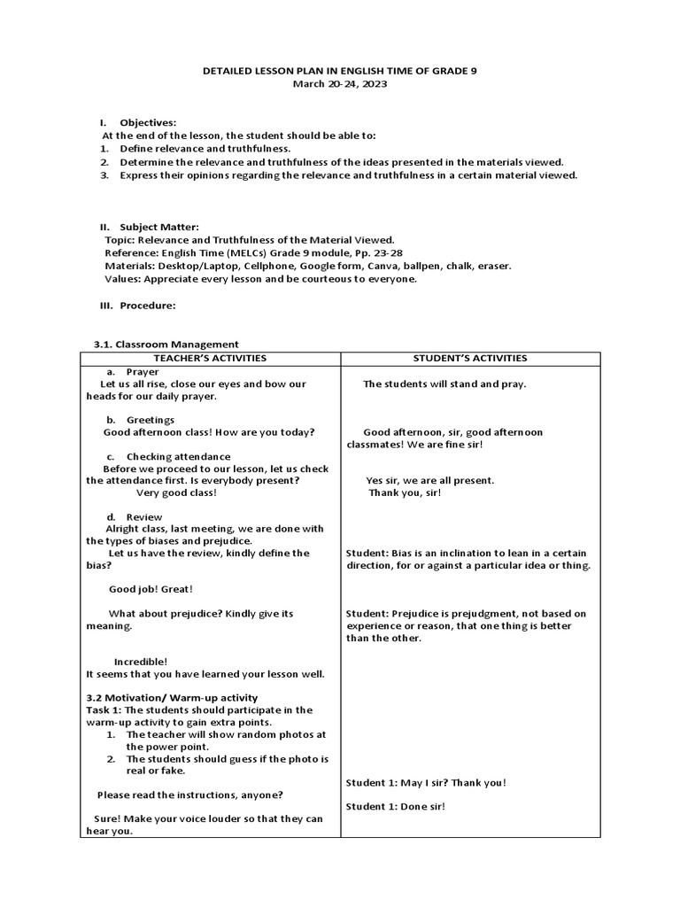 Relevance and Truthfulness of The Materials Viewed | PDF | Relevance | Understanding