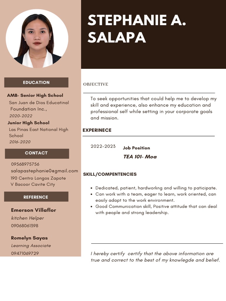 Resume: Stephanie A. Salapa | PDF | Self-Improvement