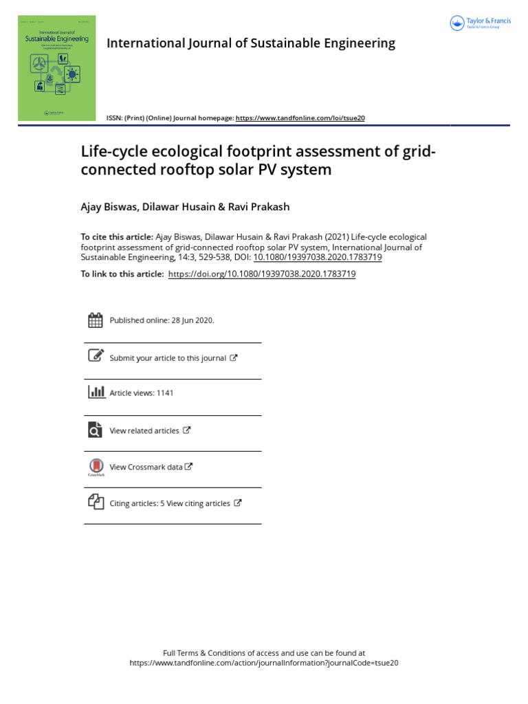 Life-Cycle Ecological Footprint Assessment of Grid-Connected Rooftop ...