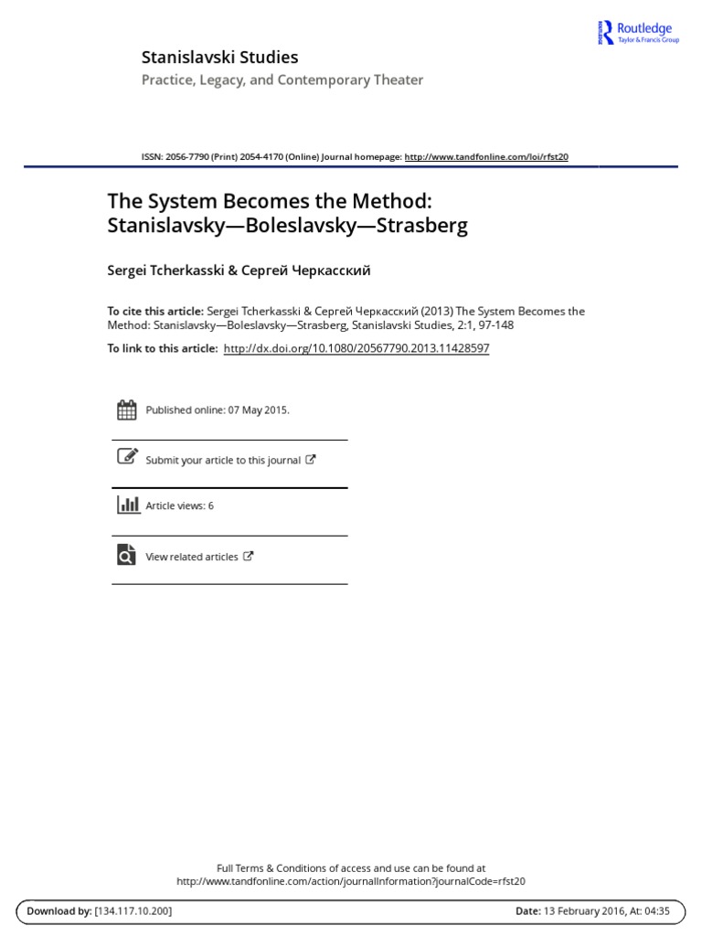 The System Becomes The Method: Stanislavsky-Boleslavsky-Strasberg | PDF ...