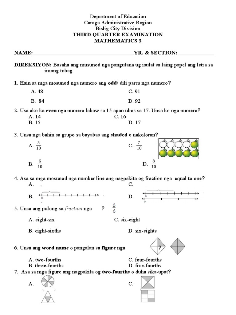 MATH-3rD Quarterly TesT | PDF