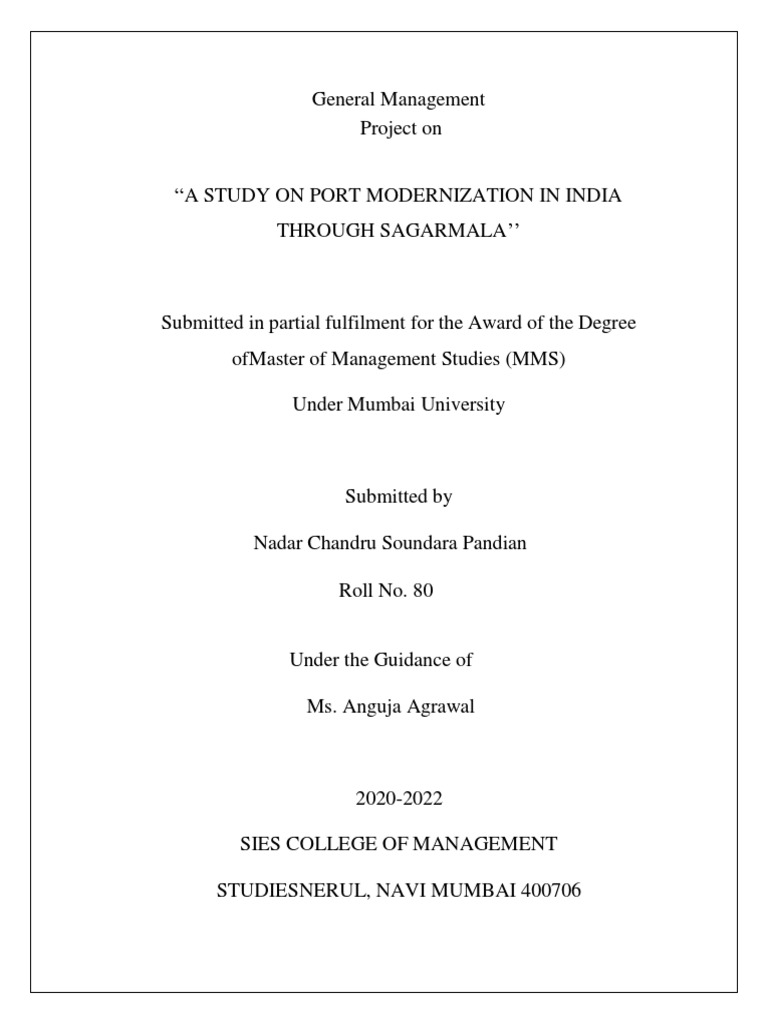 A Study On Port Modernization in India Through Sagarmala | PDF | Port | Transport