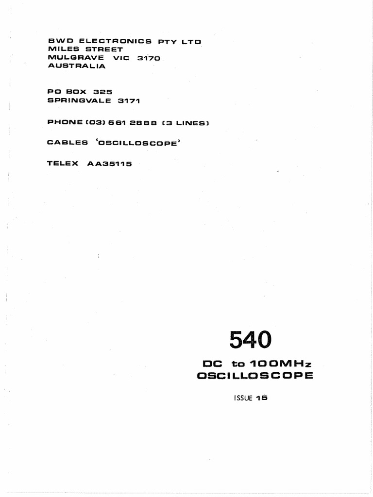 BWD 540 Oscilloscope Manual | PDF