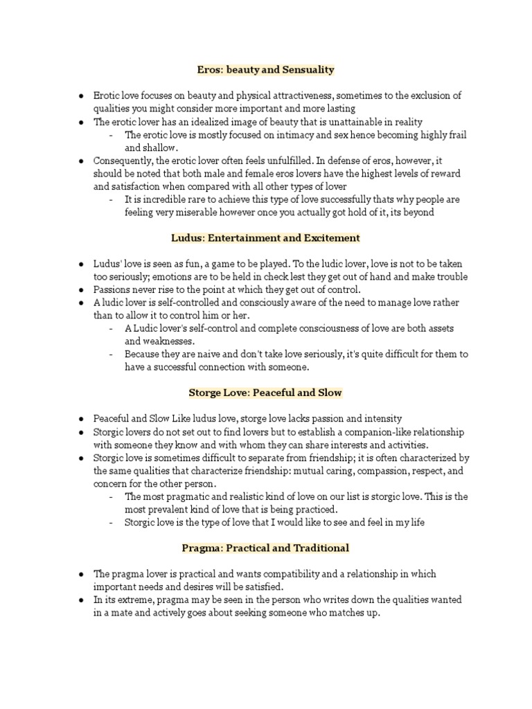 The Six Types of Love | PDF