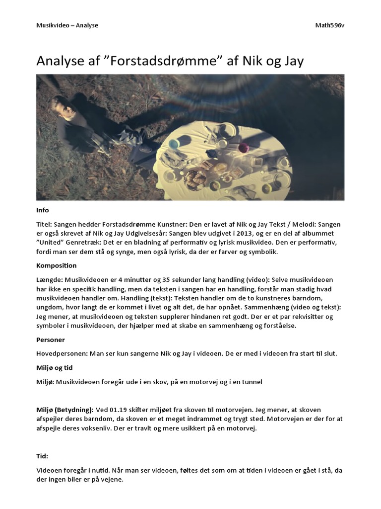 Analyse forstadsdrømme med Nik og Jay og to veje af Katinka | PDF