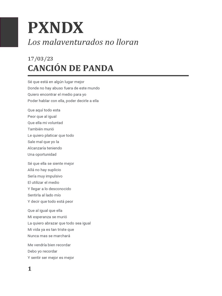 PXNDX: Canción de Panda | PDF