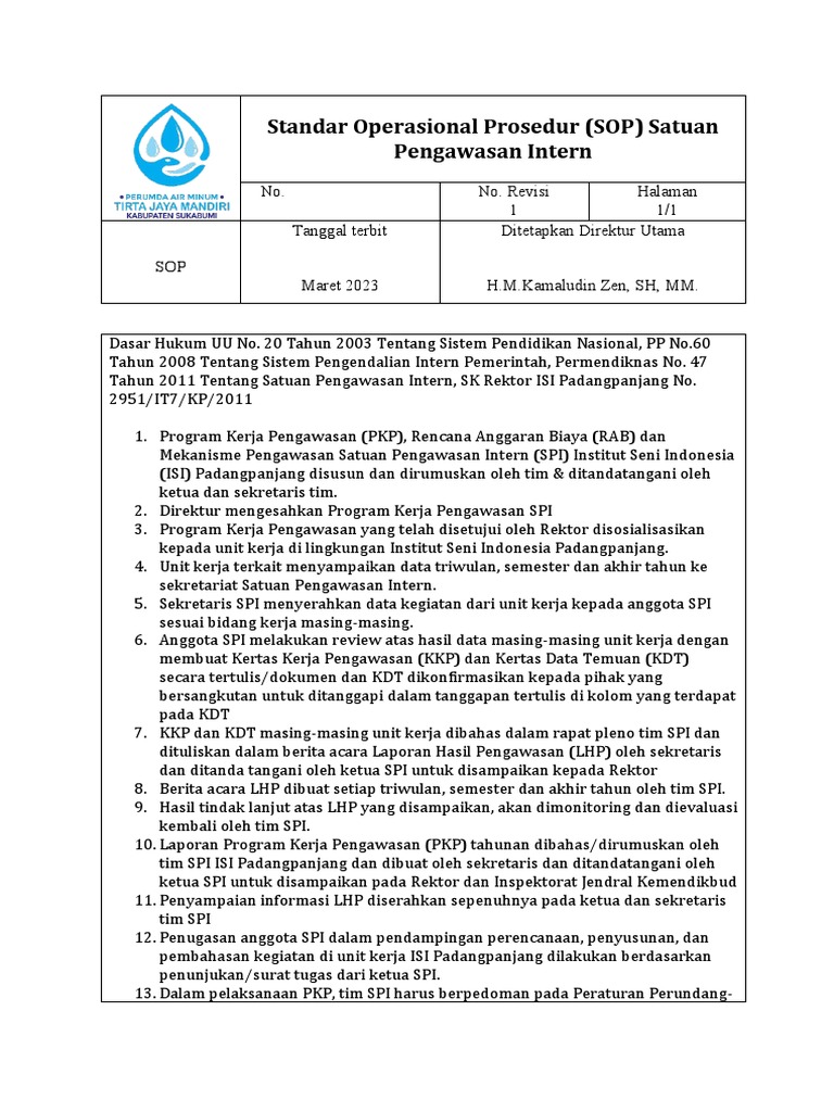 Prosedur Operasional Standar Spi | PDF