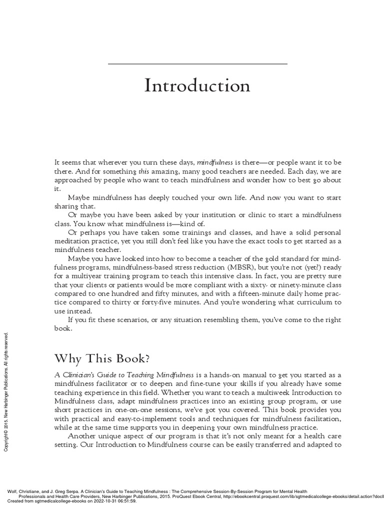 A Clinician's Guide To Teaching Mindfulness The Co... - (Introduction ...