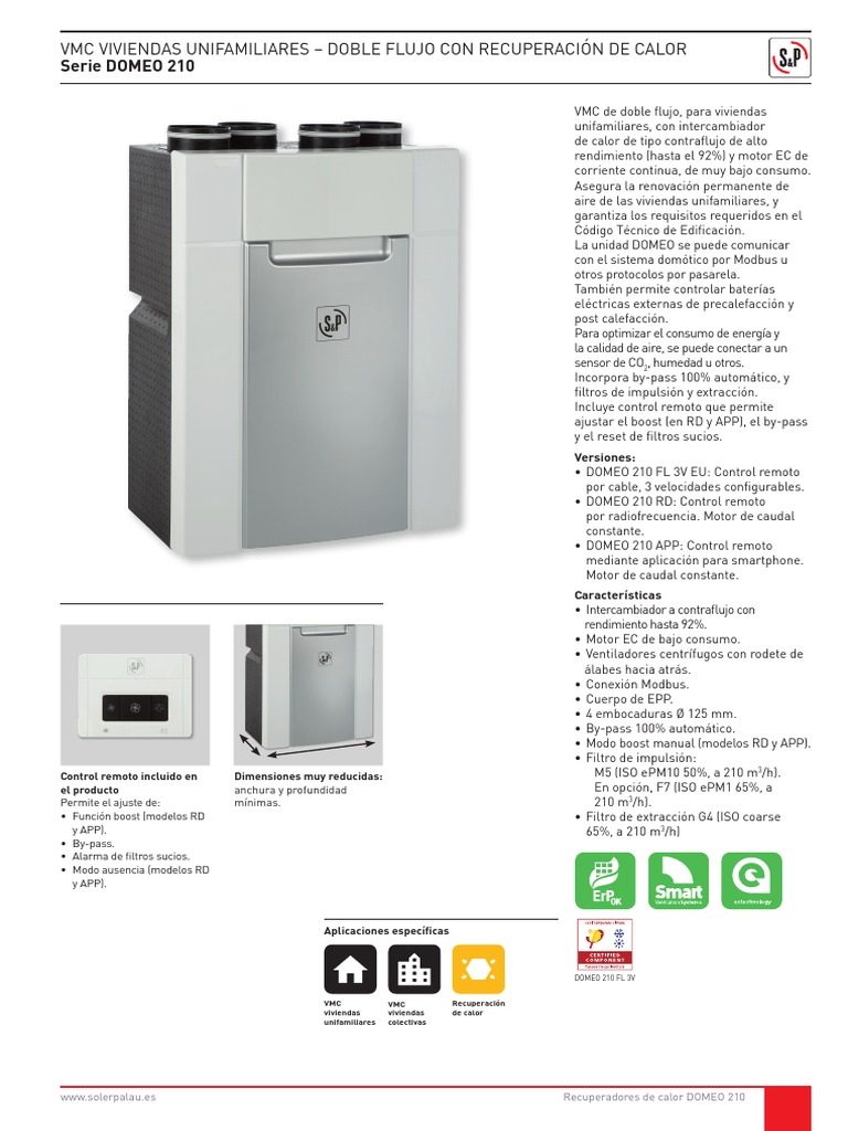 Serie DOMEO 210: VMC Viviendas Unifamiliares - Doble Flujo Con ...