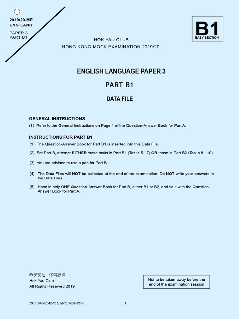 S6 DSE Paper 2019/2020 B1 | PDF