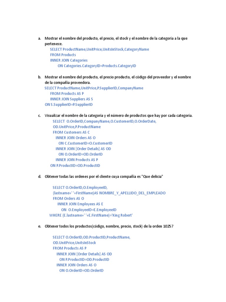 Consultas Multitabla SQL Northwind | PDF