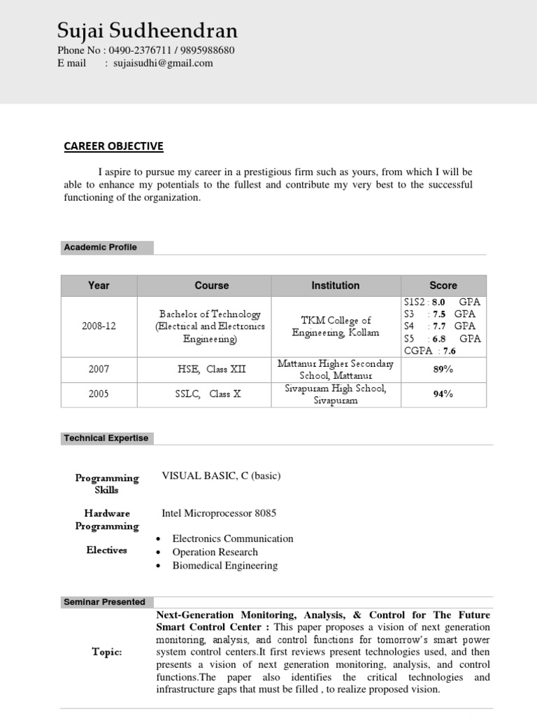 Sujai TCS RESume | PDF | Institute Of Electrical And Electronics Engineers | Engineering