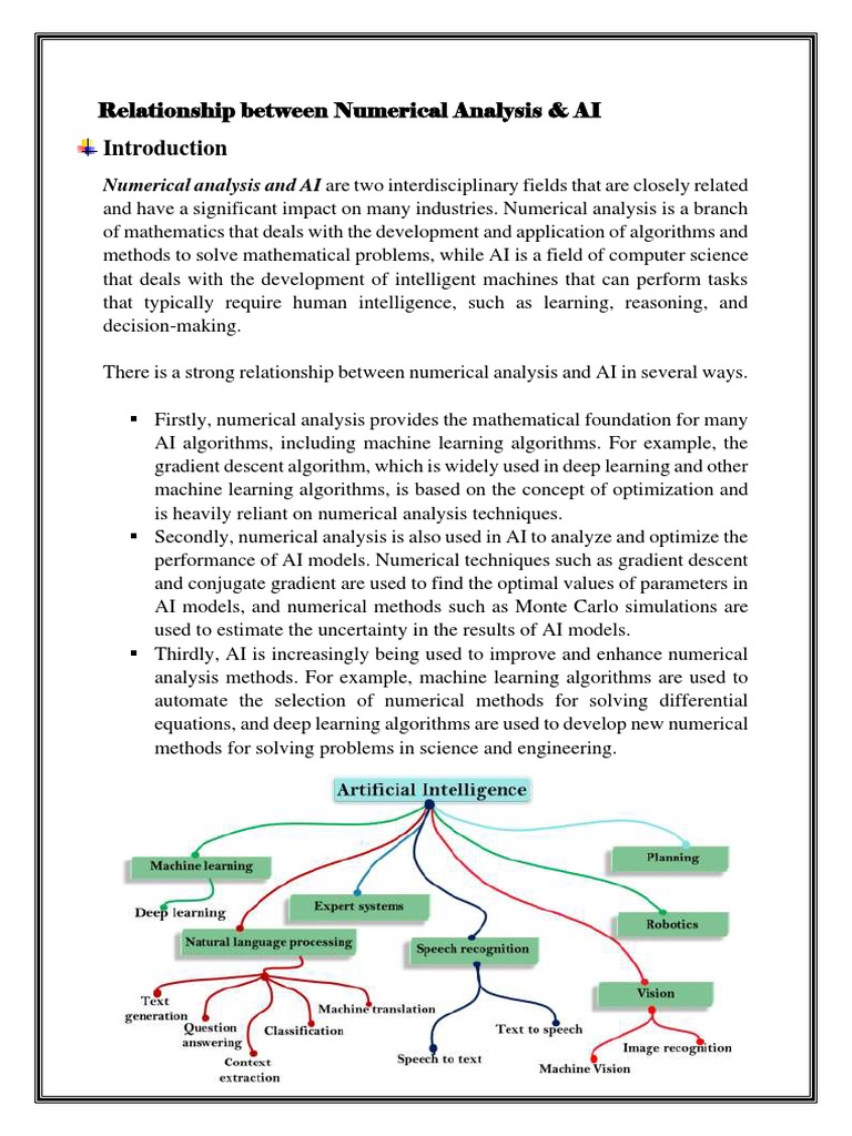 Relationship Between Numerical Analysis & AI | PDF | Numerical Analysis | Artificial Intelligence