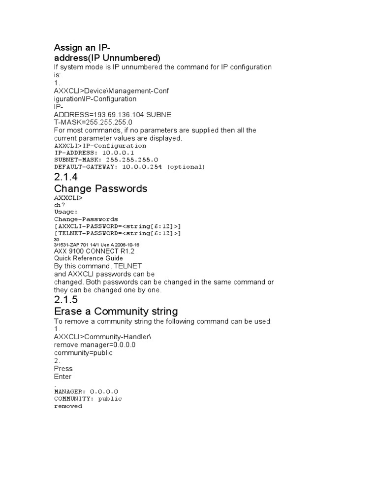 2.1.4 Change Passwords: Assign An IP-address (IP Unnumbered) | Download Free PDF | Ip Address ...